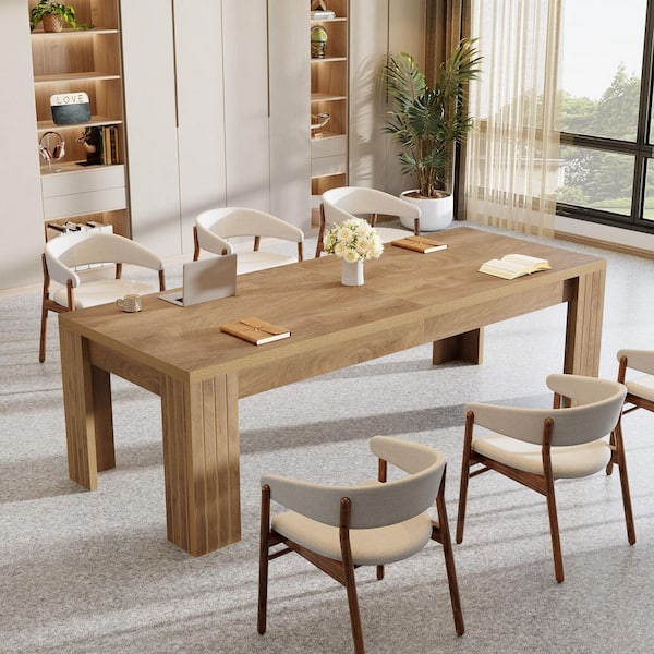 BYBLIGHT 78.74 in. Rectangular Rustic Brown Wood Computer Desk with ...