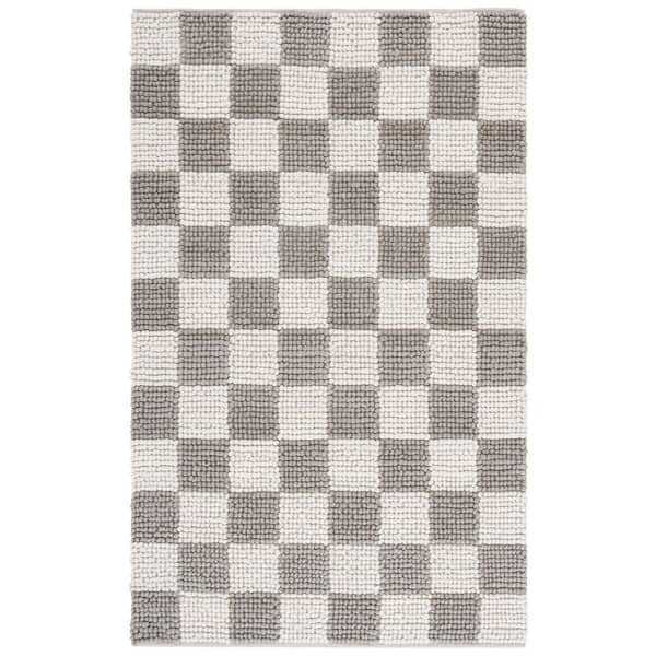 SAFAVIEH Natura 5 ft. x 8 ft. Gray/Ivory Modern Checkered Area Rug ...