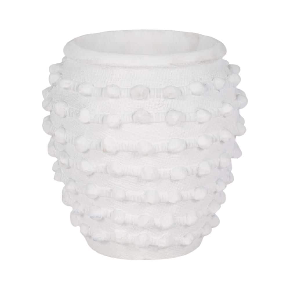 Liv & Skye White Ceramic Round Woven Knot Decorative Planter (9 in. W x 9 in. H) 20250-02 - The ...