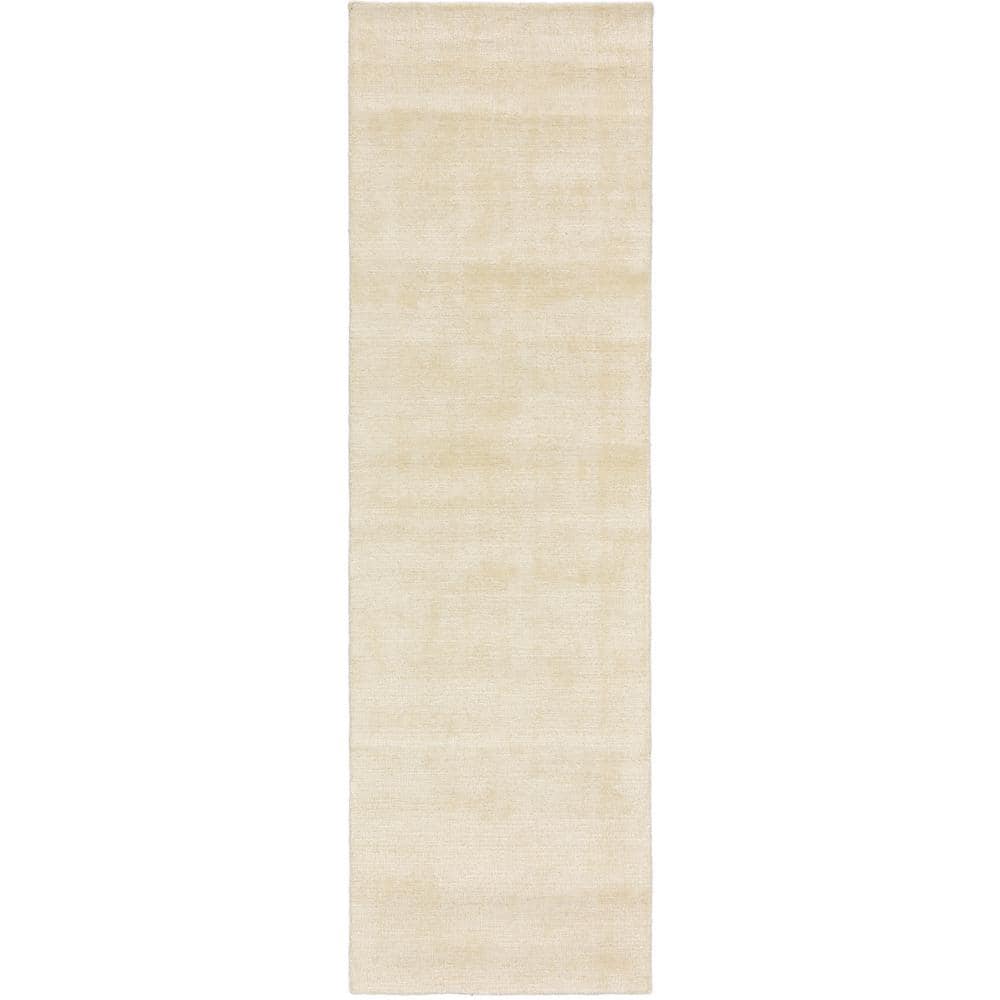 Addison Rugs Audrey 1 Ivory 2 ft. 3 in. x 7 ft. 6 in. Solid Hand Loomed ...