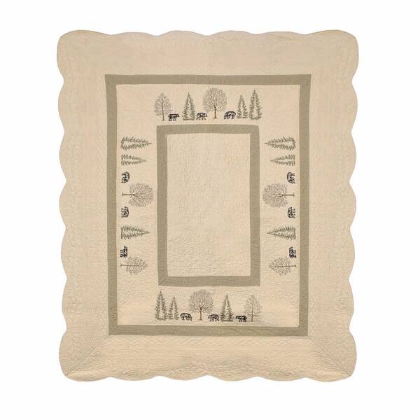 DONNA SHARP Bear Creek Cream and Green Cotton Throw Blanket 95308 - The ...