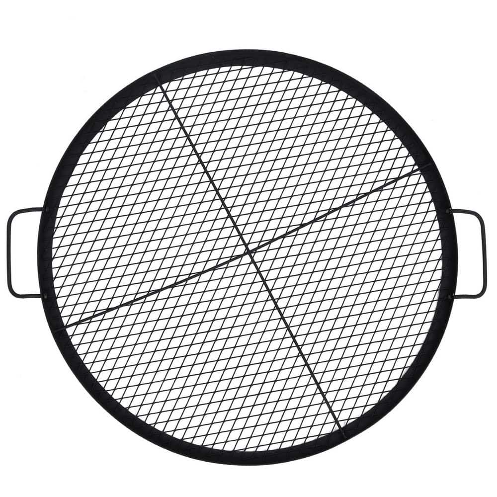Garvee 36 in. Round Cooking Grate for Fire Pit, Cross-Marks Campfire ...