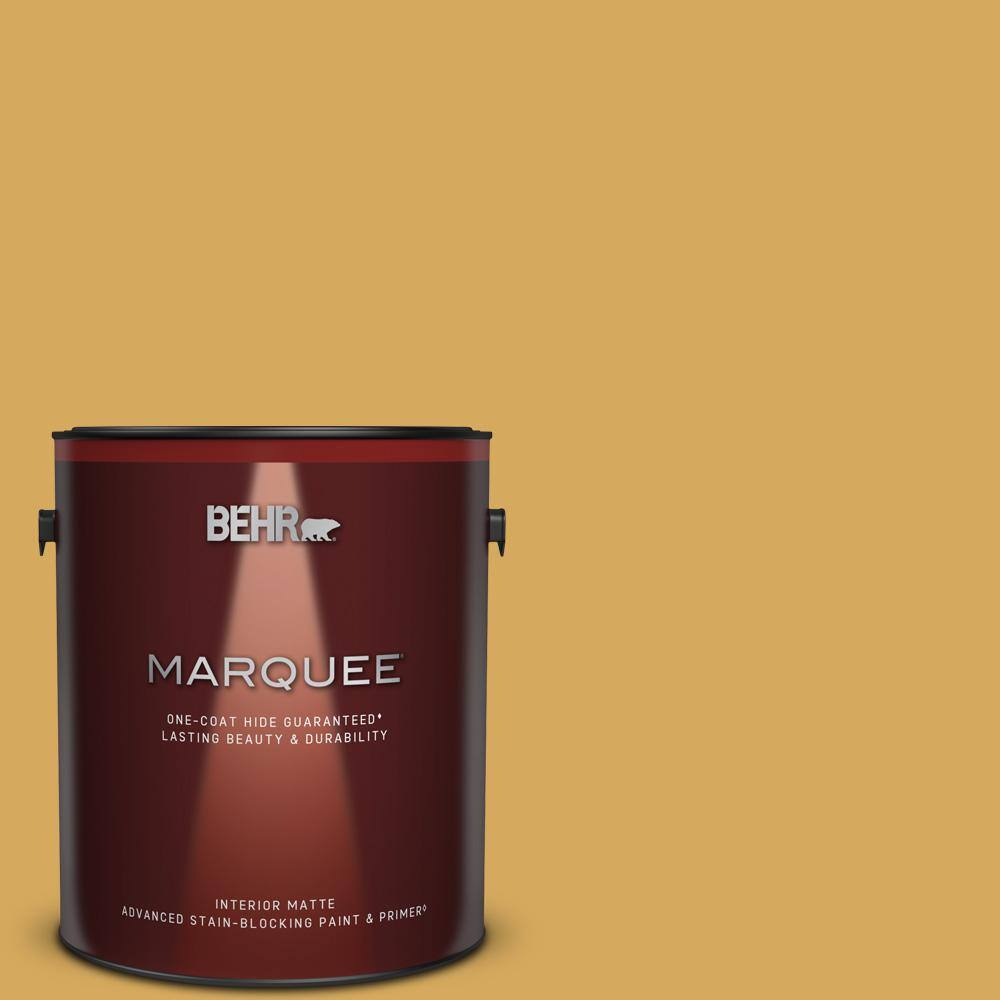 BEHR MARQUEE 1 gal. #340D-5 Galley Gold Matte Interior Paint & Primer ...