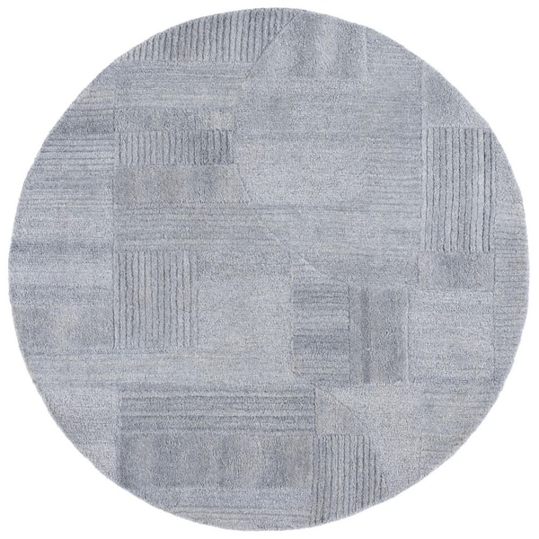 SAFAVIEH Harvest 6 ft. x 6 ft. Gray Solid Geometric Round Area Rug ...