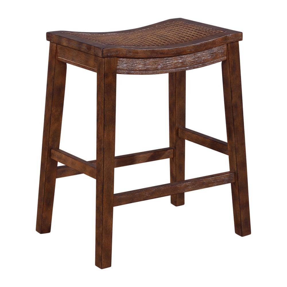OSP Home Furnishings Wren 24 in. Antique Brown Wood Saddle Bar Stool ...