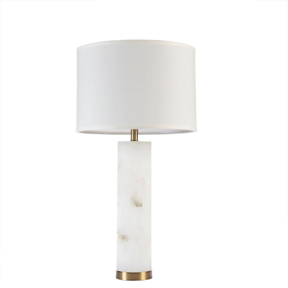 bessten 30 in. White Alabaster Table Lamp with Drum Shade BS-JLA-TL07 ...