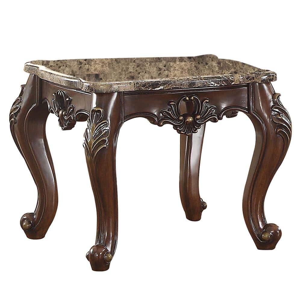 Acme Furniture Devayne 26 in. Marble Top and Dark Walnut Rectangle ...