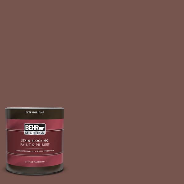 BEHR ULTRA 1 qt. #PPU2-20 Oxblood Flat Exterior Paint & Primer 485304 ...