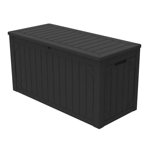Decksplore 100 Gal. Outdoor Storage Box Black Resin Deck Box ...