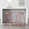 StyleWell Modern Ruby Red Metal Backless Bar Stool with Wood Seat (Set ...
