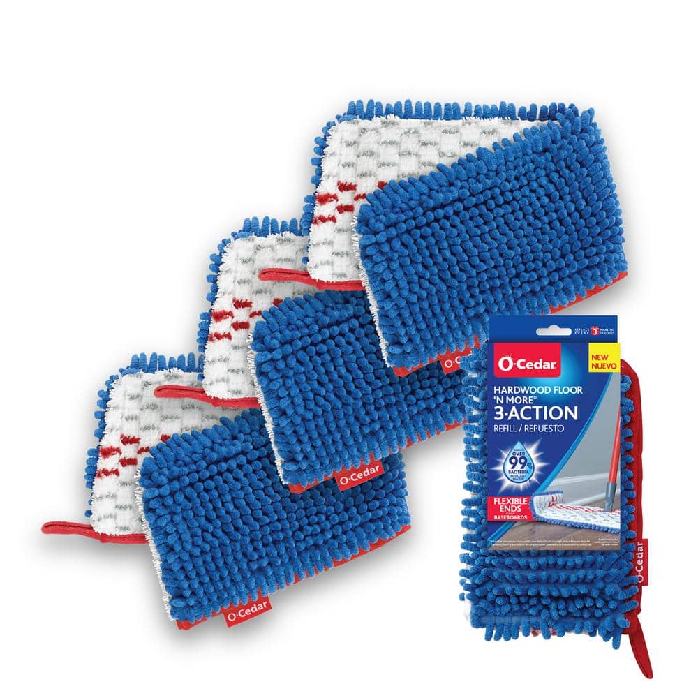 O-Cedar Hardwood Floor N More 3-Action Mop Head Replacements, Machine ...