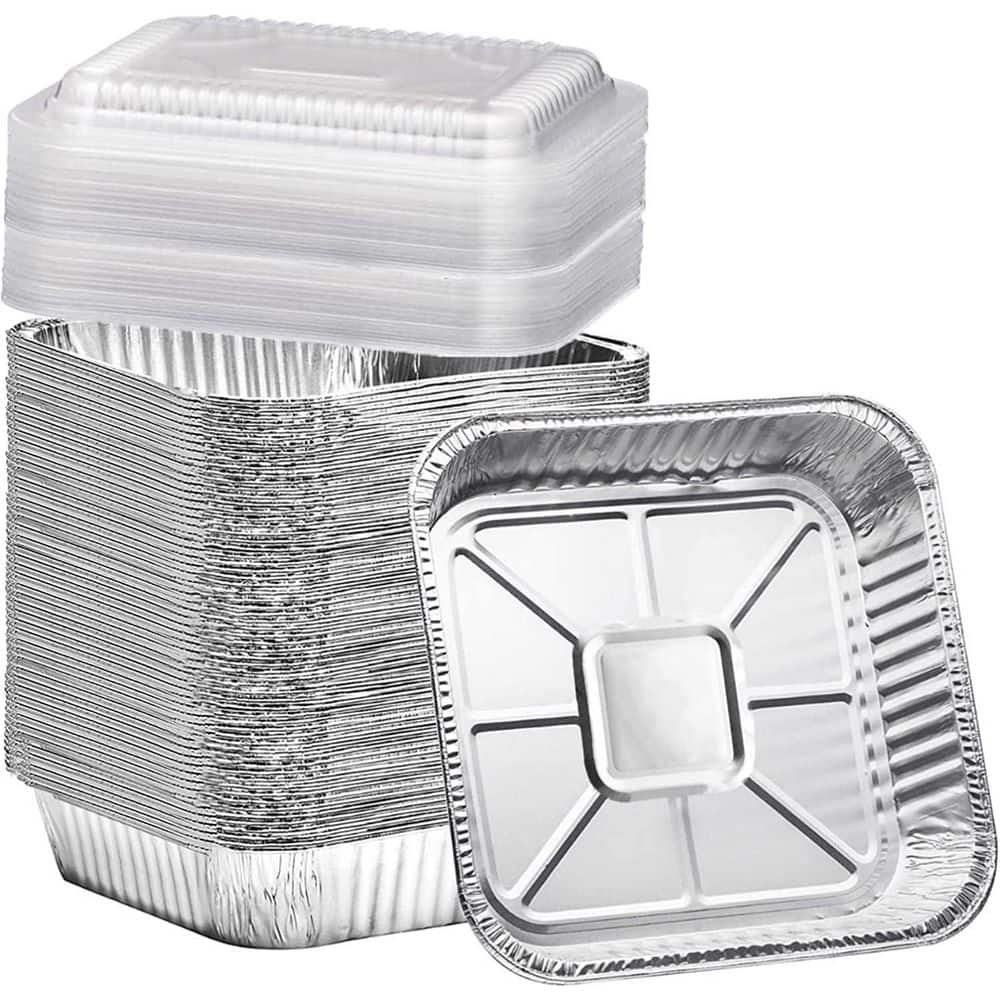 Wudkey 35-Piece Oven-Safe Aluminum Foil Pans with Clear Lids, Stackable ...
