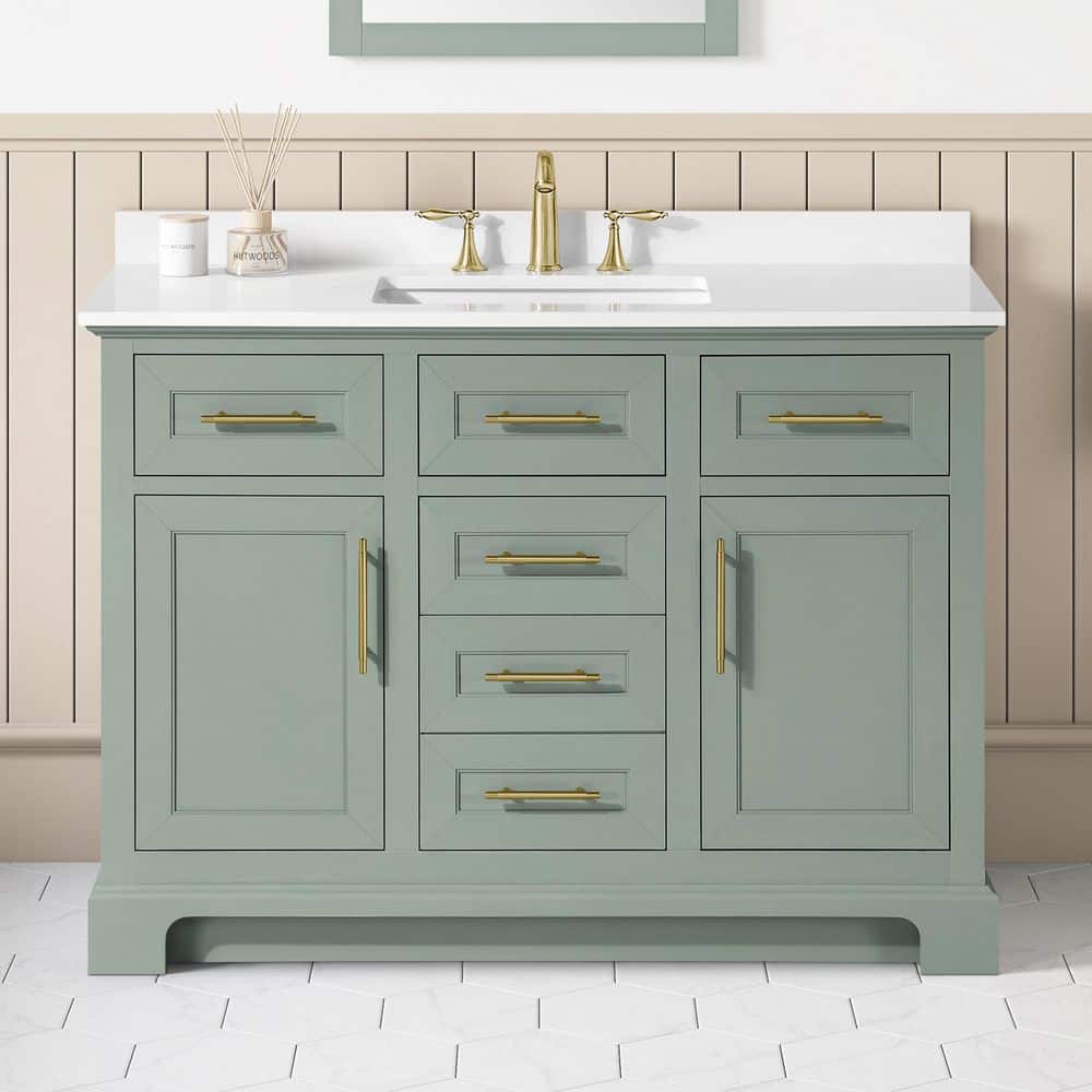 Home Decorators Collection Doveton 48 in. Single Sink Freestanding Sage ...