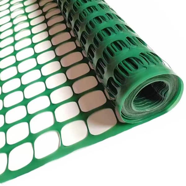 KIWDZFU 4 ft. x 100 ft. Green Temporary Fence Plastic Mesh Safety ...