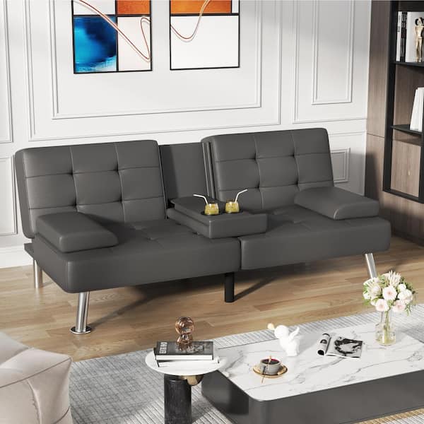 Best choice products modern faux leather futon sofa bed fold up & down recliner store