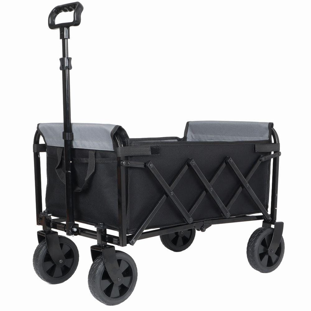 Zeus & Ruta 2.9 cu. ft. Steel Garden Cart with Bench Seat and Dog Leash ...