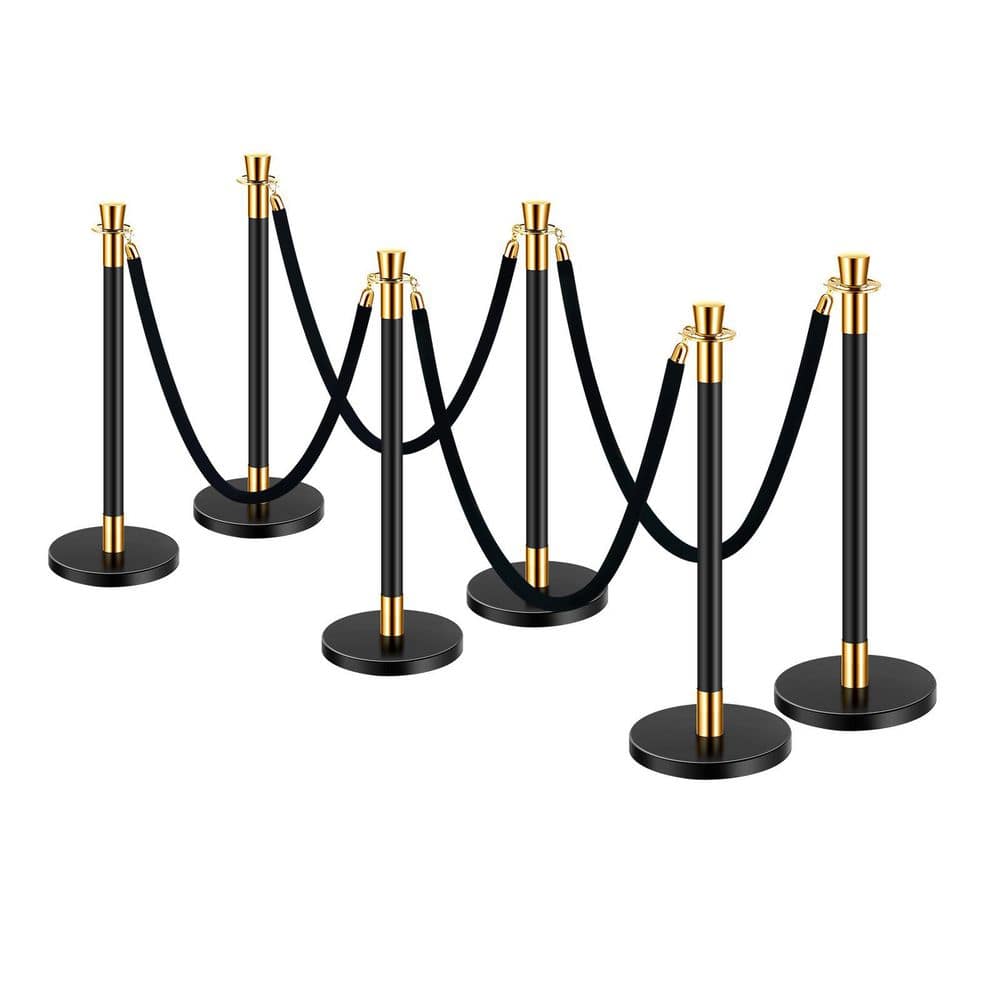 SKYSHALO Stanchions and Velvet Ropes, 6-Piece Crowd Control Barriers, 4 ...