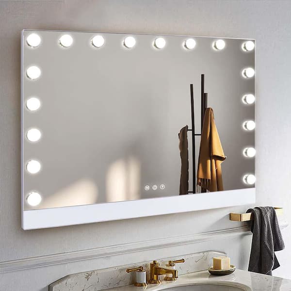 31.5 in. W x 22.8 in. H Selfie Remote Control Vanity Mirror with Lights ...
