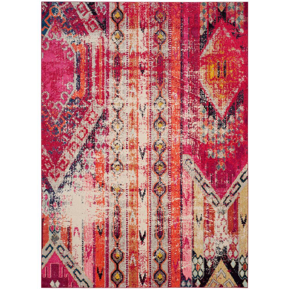 SAFAVIEH Monaco Magenta/Multi 8 ft. x 11 ft. Distressed Area Rug ...