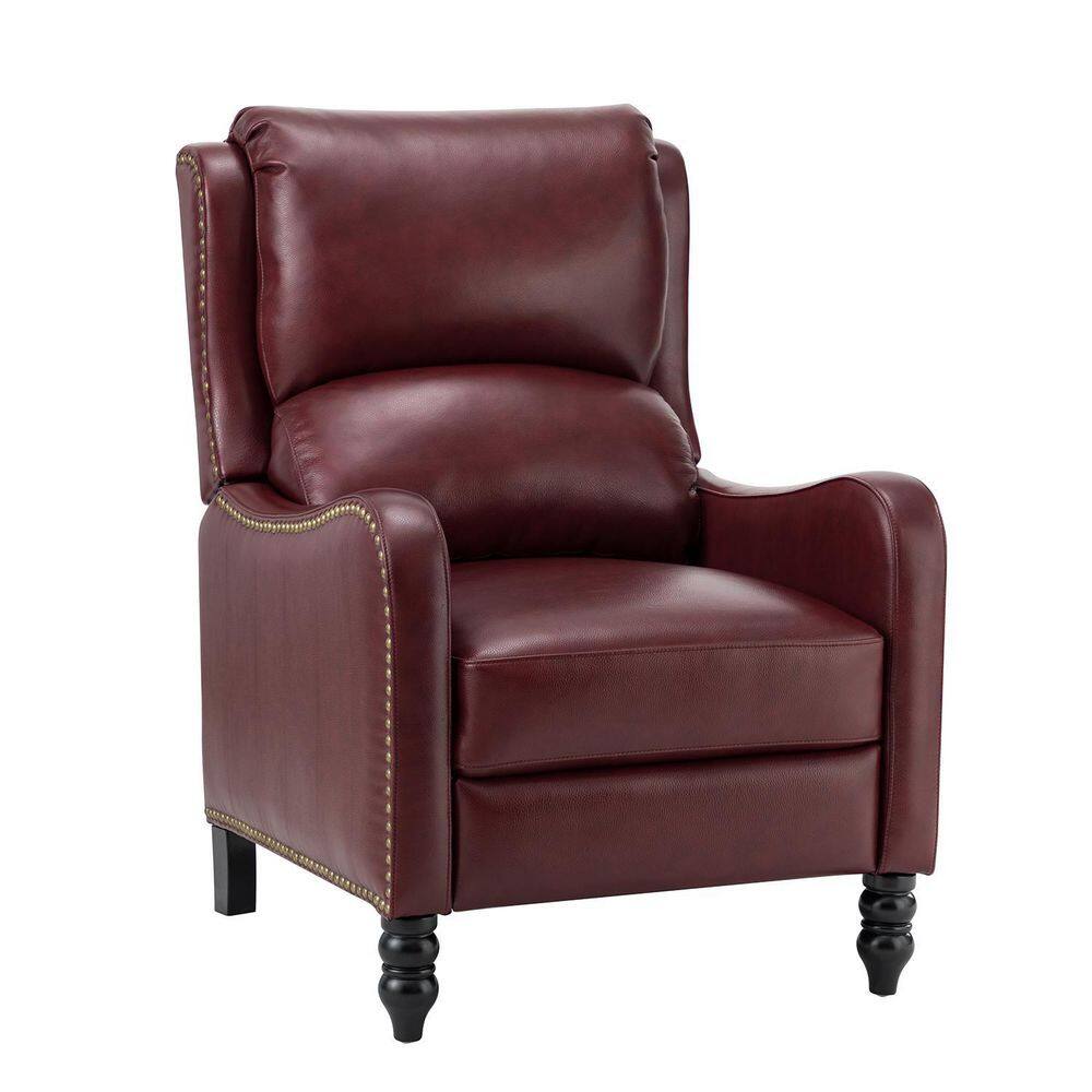 JAYDEN CREATION Charles Burgundy Excellent Genuine Leather Recliner for ...
