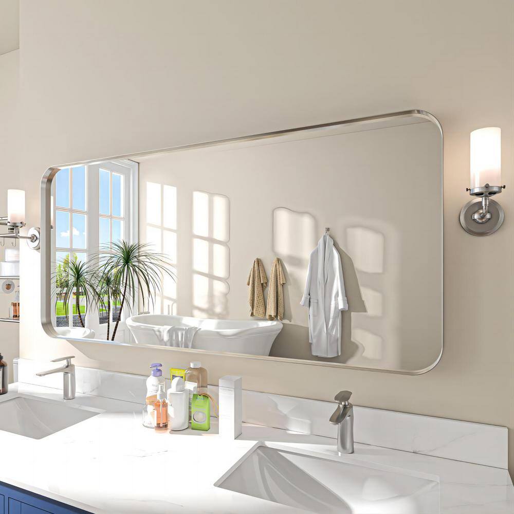 TOOLKISS 60 in. W x 28 in. H Rectangular Aluminum Framed Wall Bathroom ...