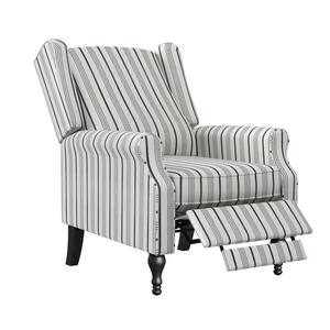 ProLounger Linen Farmhouse Woven Black Stripe Fabric Pushback Recliner ...