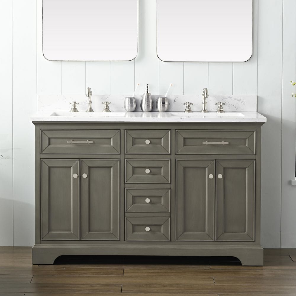 SUDIO Thompson 54 in. W x 22 in. D Bath Vanity in Silver Gray w ...