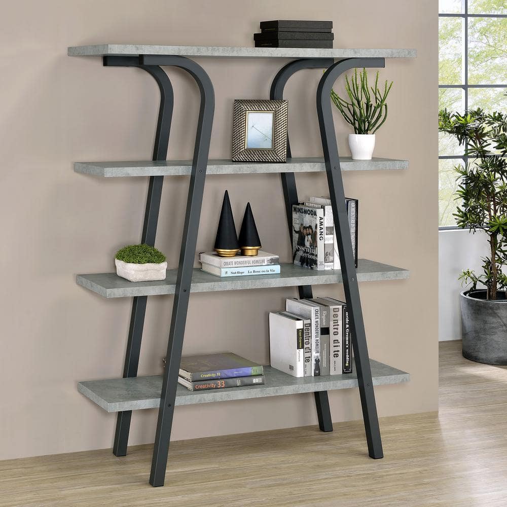 Coaster Tatum 47.25 in Wide Cement and Gunmetal 4-tier Rectangular ...
