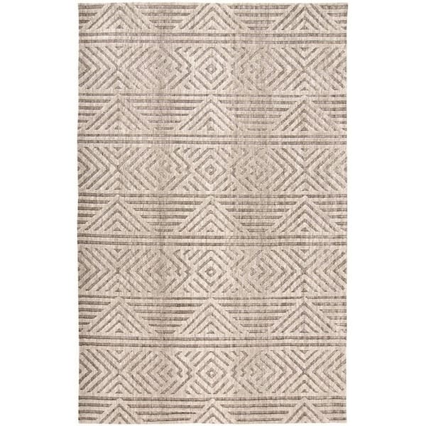 HomeRoots 8 ft. x 10 ft. Tan and Ivory Geometric Area Rug 2000512261 ...