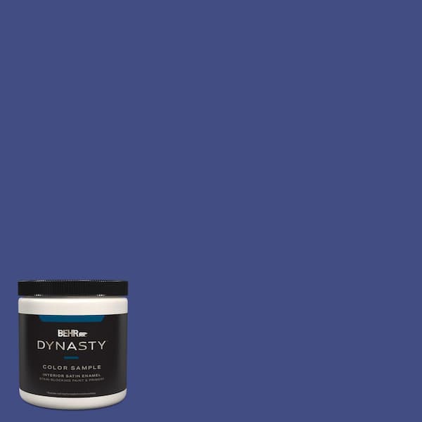 BEHR DYNASTY 8 oz. #MQ5-48 Boudoir Blue One-Coat Hide Satin Enamel ...