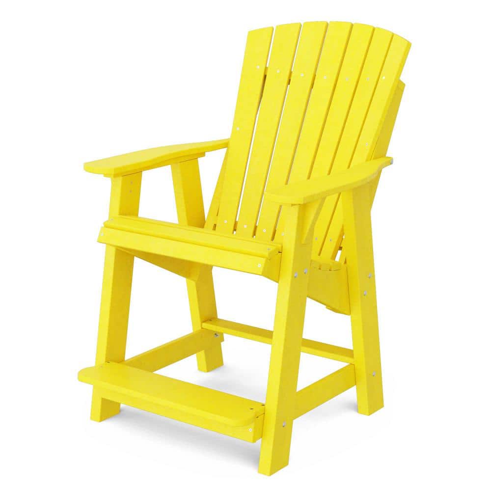 Wildridge Heritage Lemon Yellow Plastic Outdoor High Adirondack Chair ...