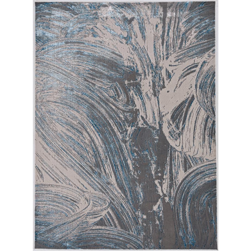 MILLERTON HOME Clara Silver/Blue 5 ft. x 8 ft. Ombre Nautical Area Rug ...