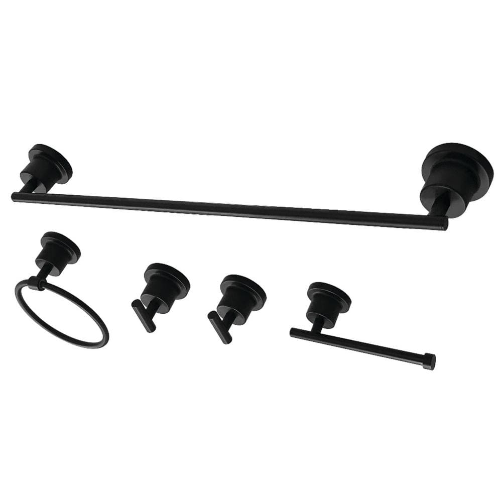 Kingston Brass Modern 5-Piece Bath Hardware Set in Matte Black ...