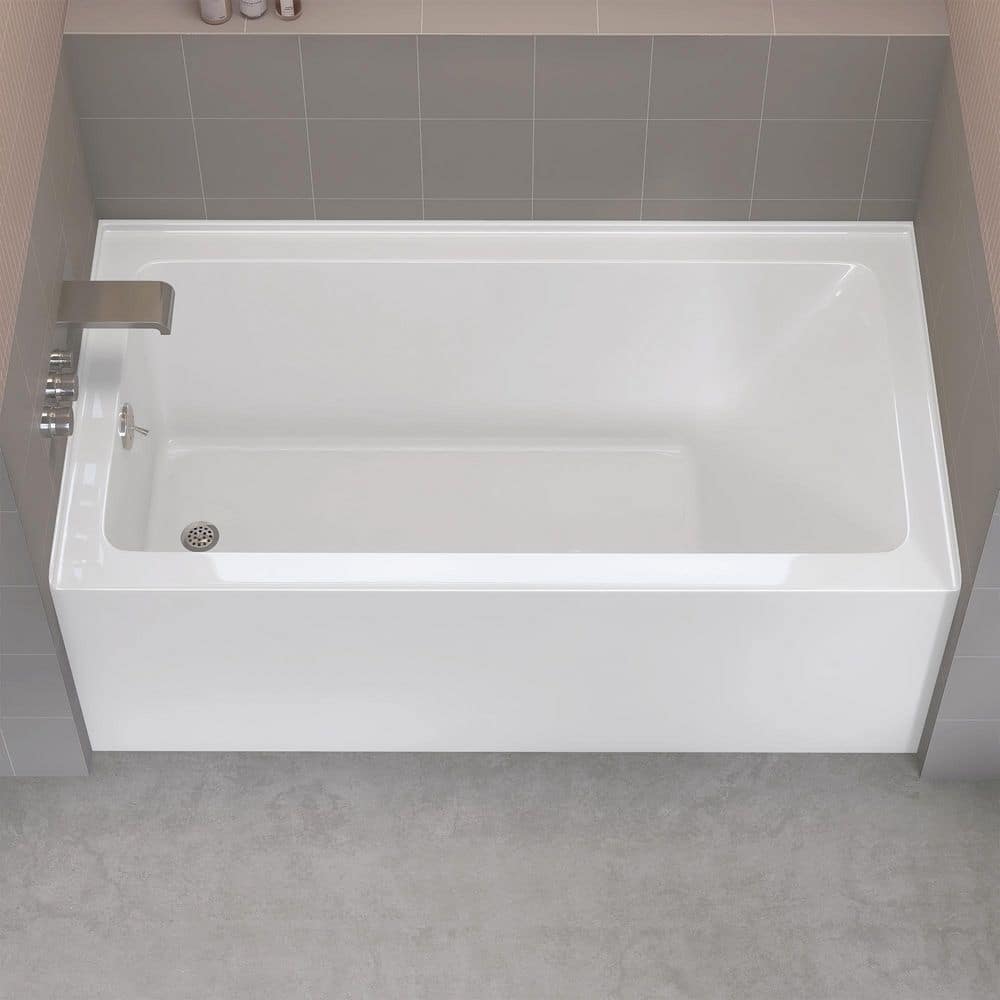 Zeafive Tco 59.75 in. x 32 in. Apron Front Soaking Bathtub with Left ...