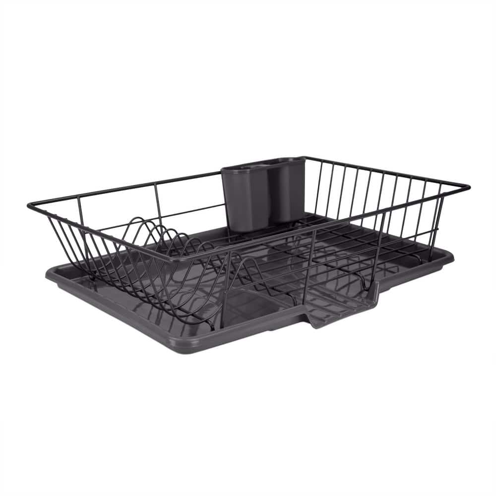 Home Basics 3-Piece Black Dish Rack HDC52045 - The Home Depot