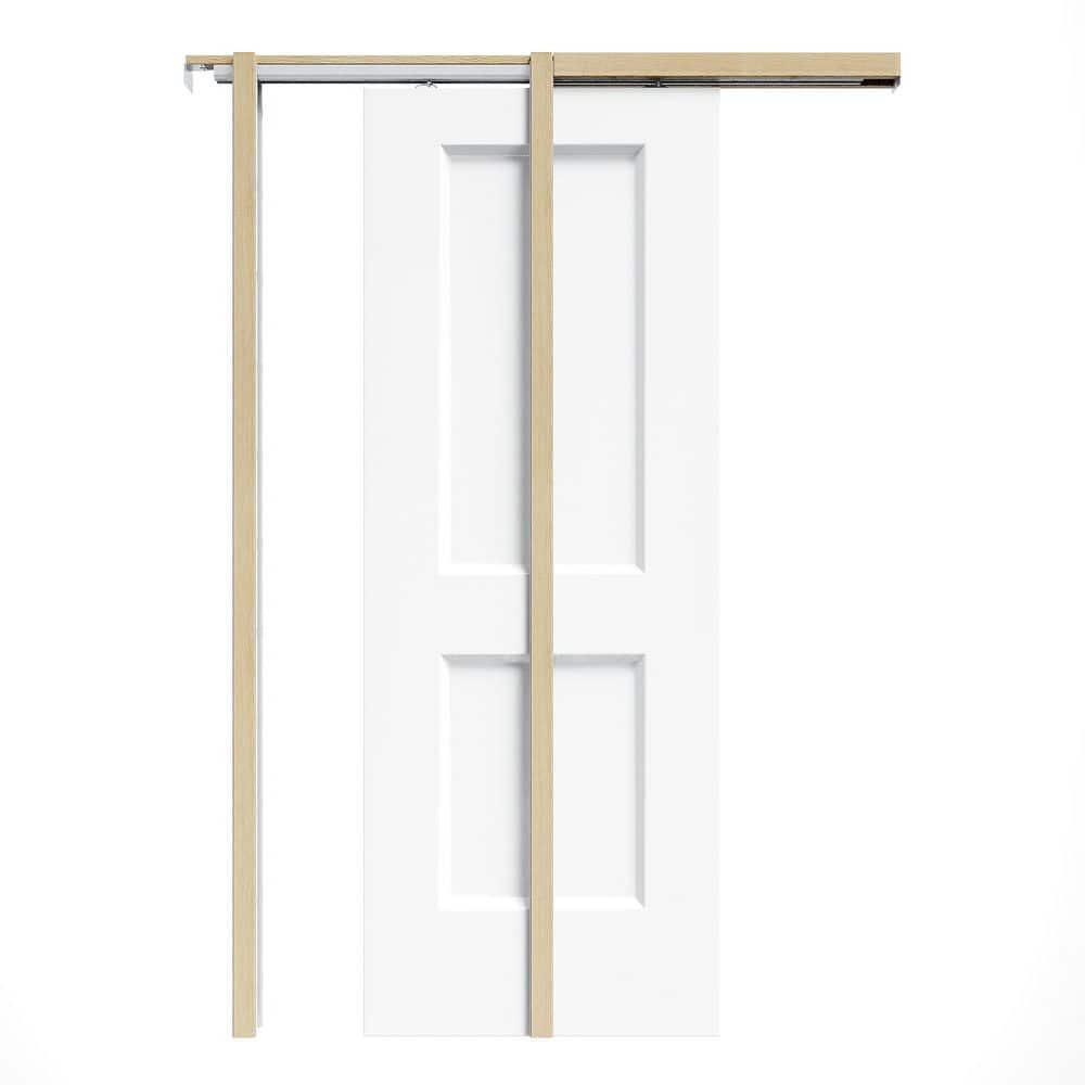 EH PUERTA 30 in. x 80 in. White Primed Paneled H Style Hollow Core Wood ...