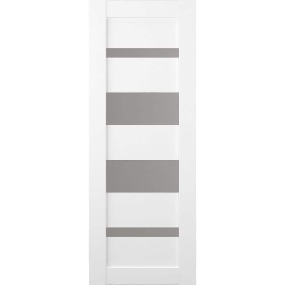 Belldinni Mirella 36 in. x 80 in. No Bore 4-Lite Solid Core Frosted ...