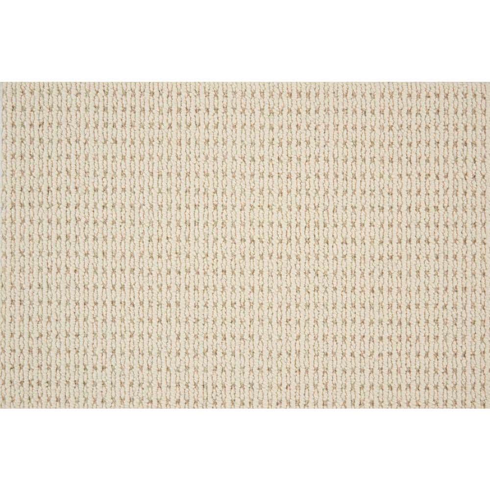 Natural Harmony Embrace Ivory White 13.2 ft. 42 oz. Wool Loop Carpet ...