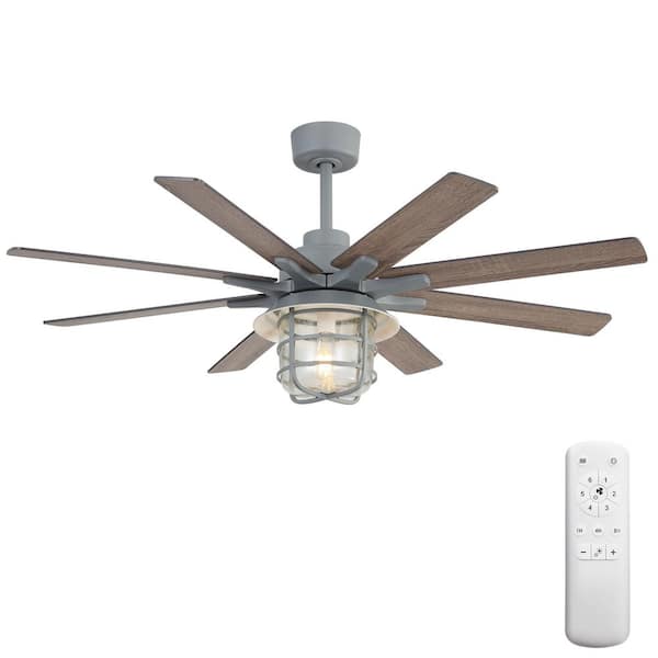 LINJO 52 in. Indoor Gray 8 Plywood Walnut Blades Downrod Standard ...
