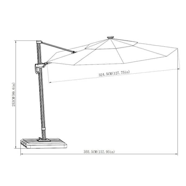 Hampton Bay 11 ft. Aluminum Cantilever Solar LED Offset Patio Umbrella ...
