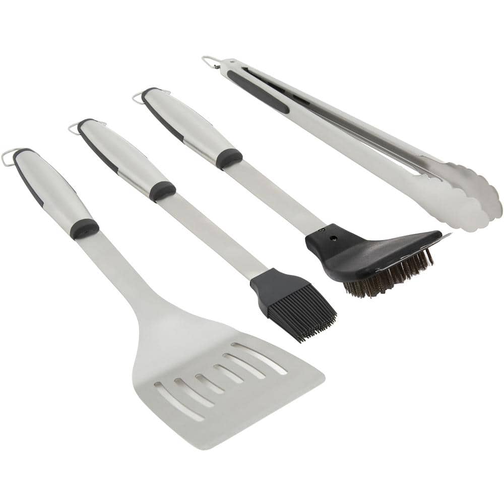 GRILL MARK Stainless Steel Black/Silver Grill Tool Set (4-Pack) 8537730 ...