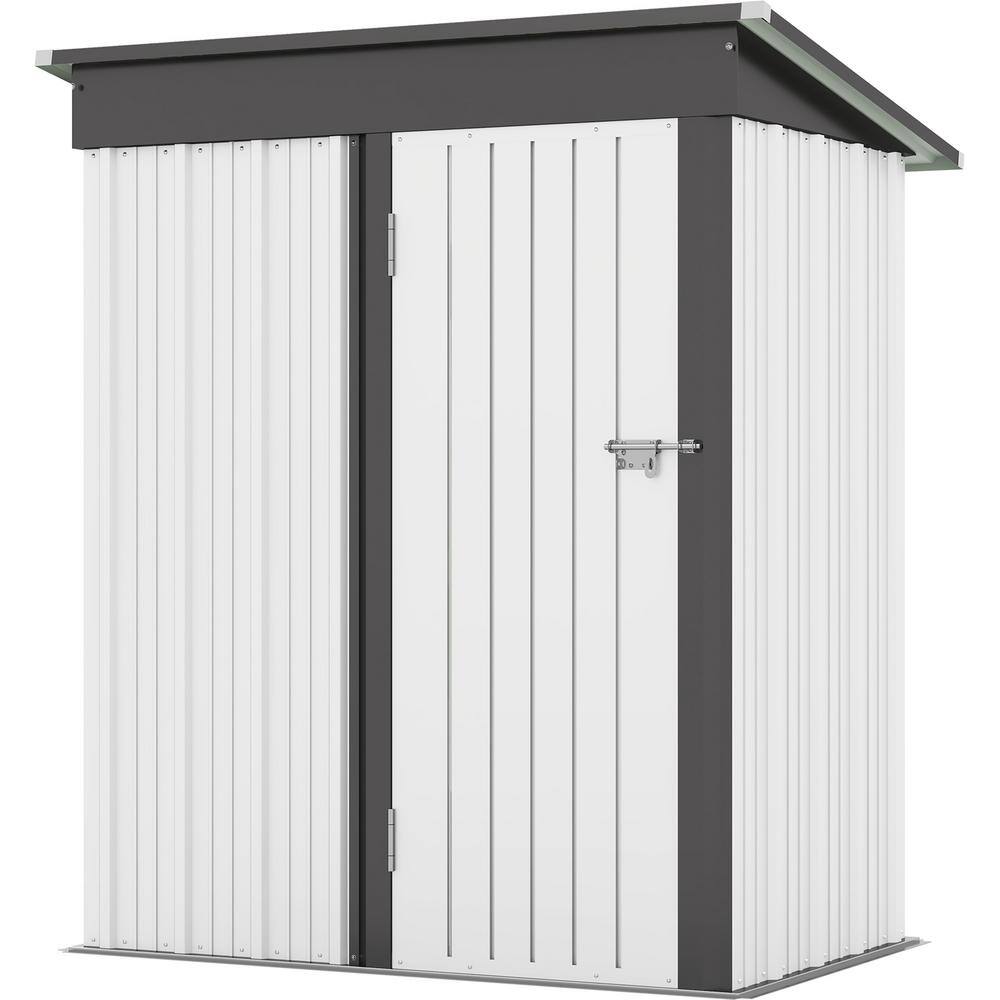 Patiowell 5 ft. W x 3 ft. D Outdoor Storage White Metal Shed with ...