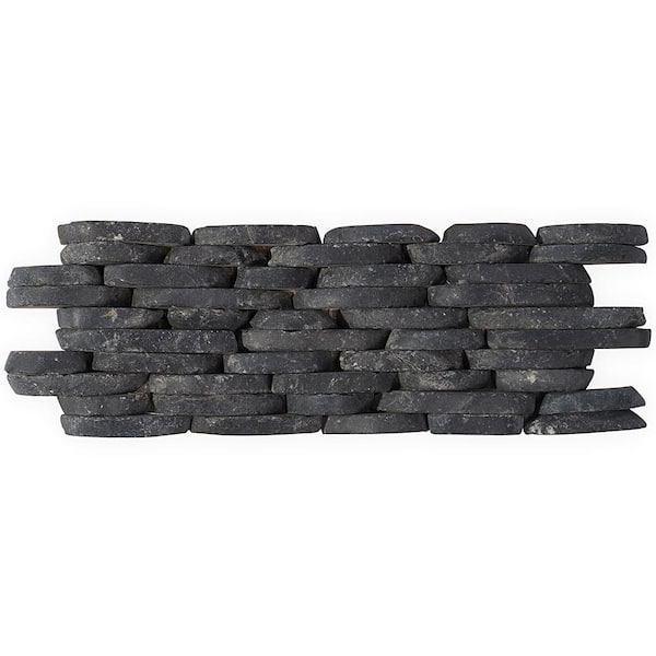 Ivy Hill Tile Countryside Black Stacked Sliced 4 in. x 6 in. Mosaic ...