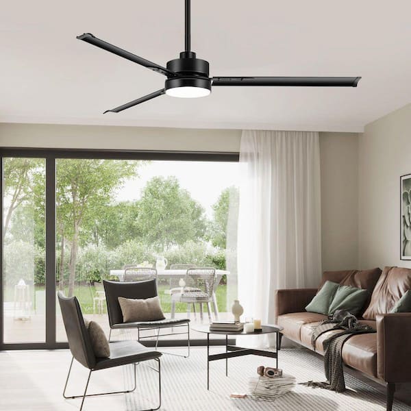 Airsurfer Hugger 65 in. Modern Black Ceiling Fan with 3 Aluminum Blades ...