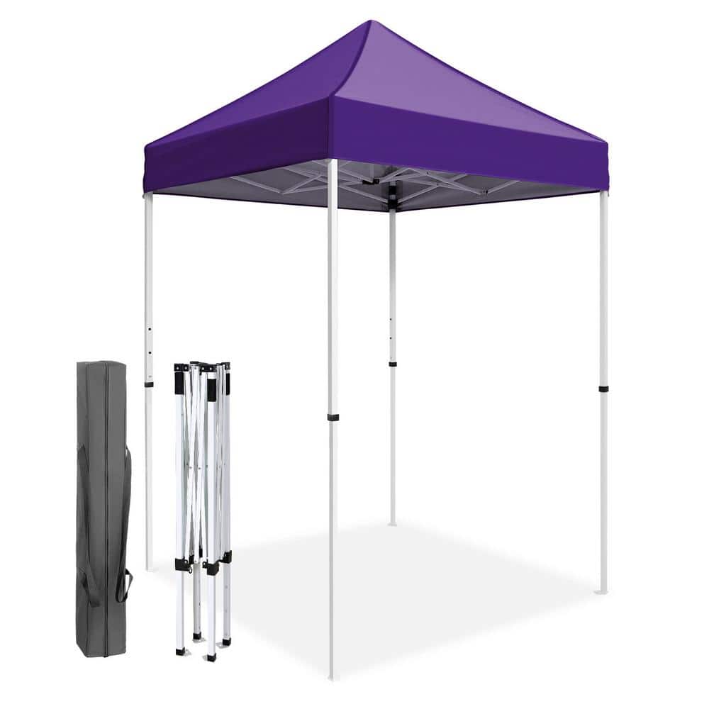 COOS BAY 5 ft. x 5 ft. Purple Portable Instant Pop Up Canopy with Carry ...