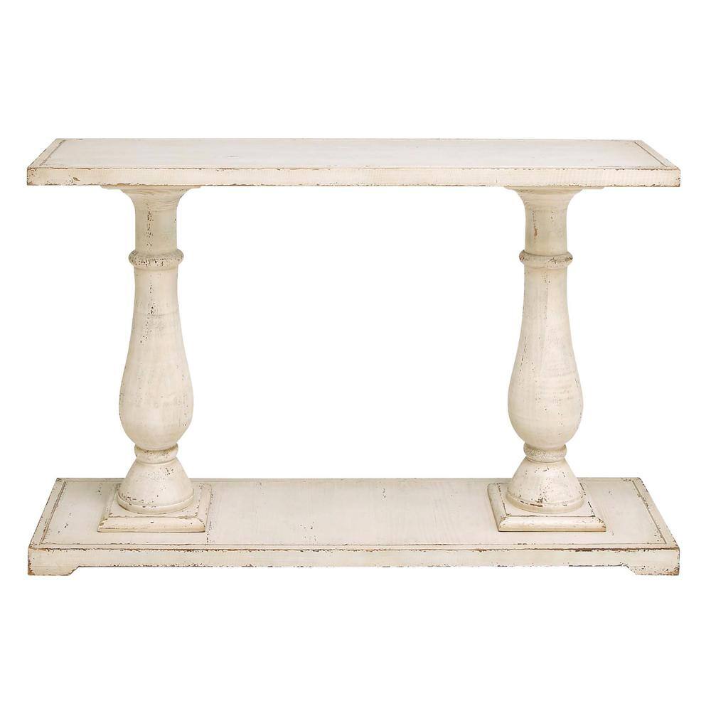 Litton Lane 48 in. White Extra Large Rectangle Wood Console Table with ...
