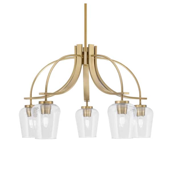 Olympia 16.75 in. 5-Light New Age Brass Downlight Chandelier Clear ...
