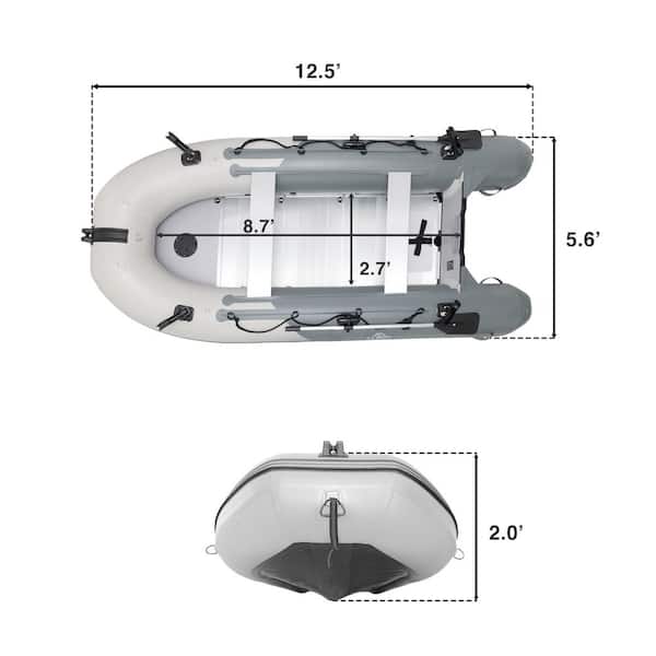 ALEKO Inflatable Fishing Boat - Aluminum Floor - Light and Dark Gray ...