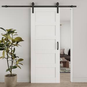 ARK DESIGN 28 in. x 80 in. White 5-Panel Blank Solid Core Composite MDF ...