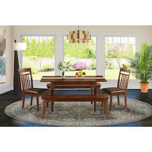 East West Furniture 5-Piece Rectangle Mahogany Finish Solid Wood Top ...